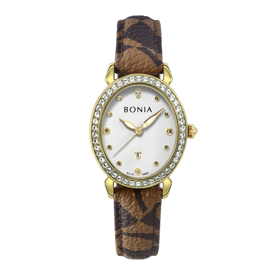 Bonia Oval Monogram Leather White Dial B10830-2217S Women – Startime